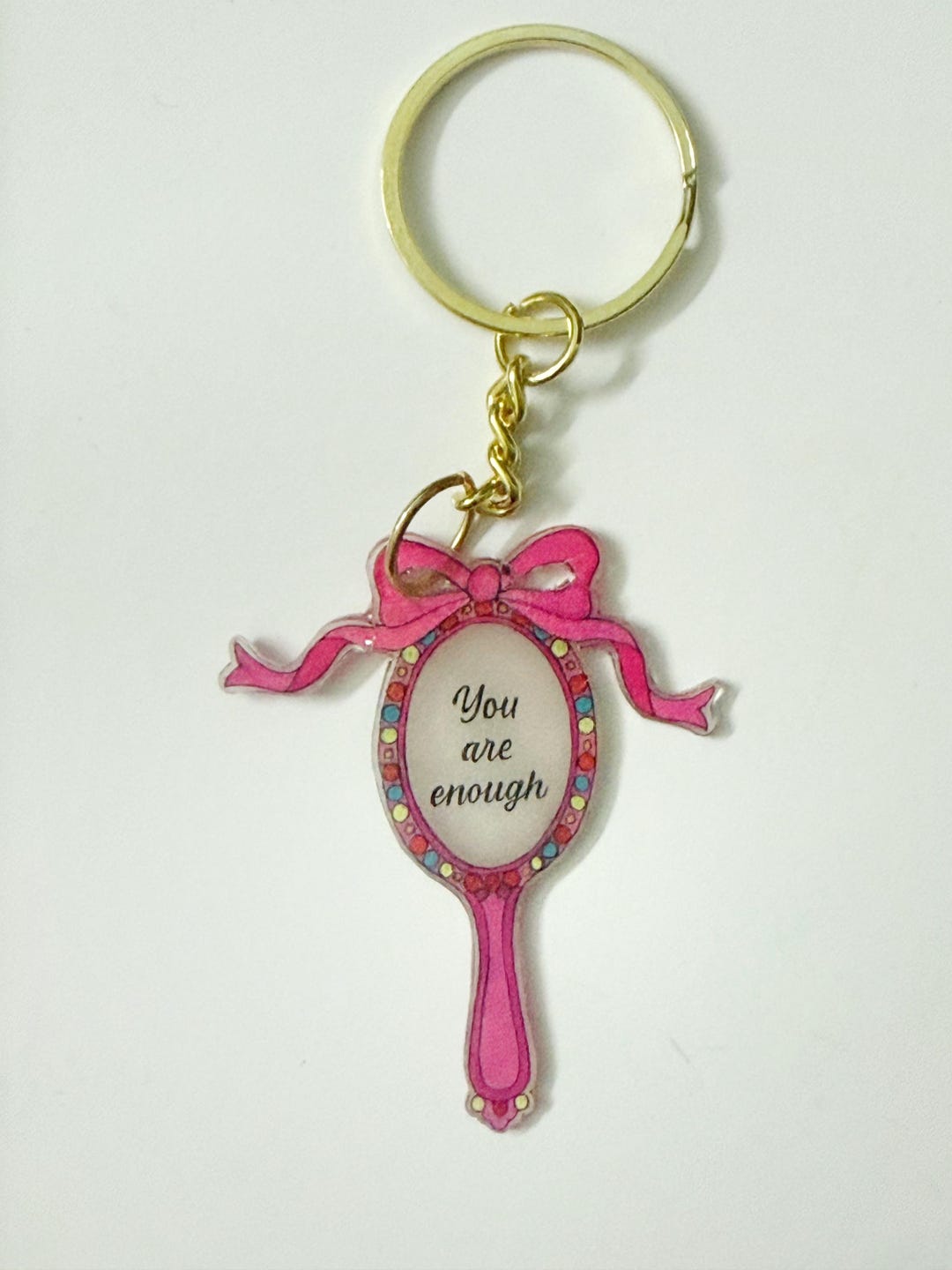 Cute Mirror Self Love “you Are Enough” Faux Acrylic Keychain, Simple ...