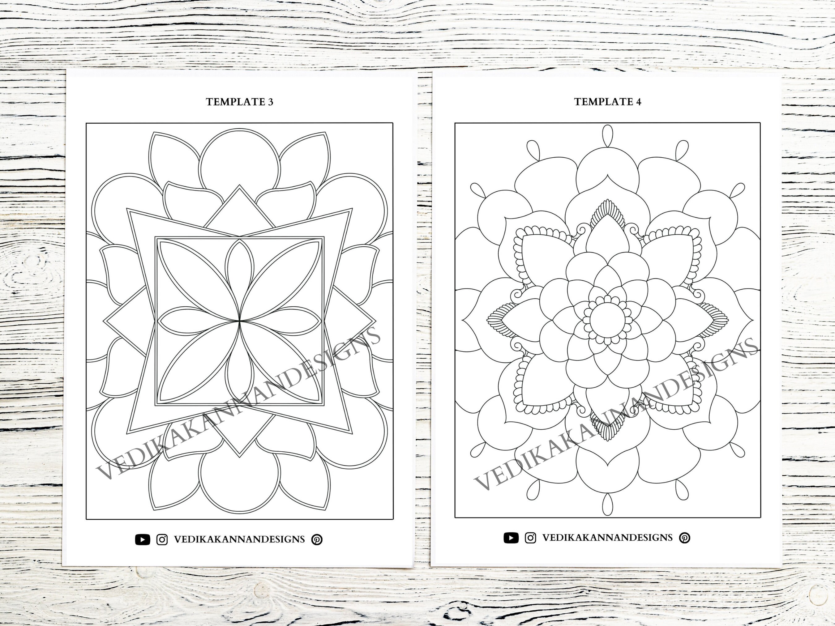 10 Printable Mandala Fill in Template Part 2 Mandala Grid - Etsy