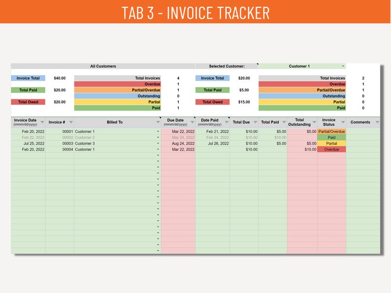 Invoice Template Spreadsheet for Google Sheets Invoice - Etsy