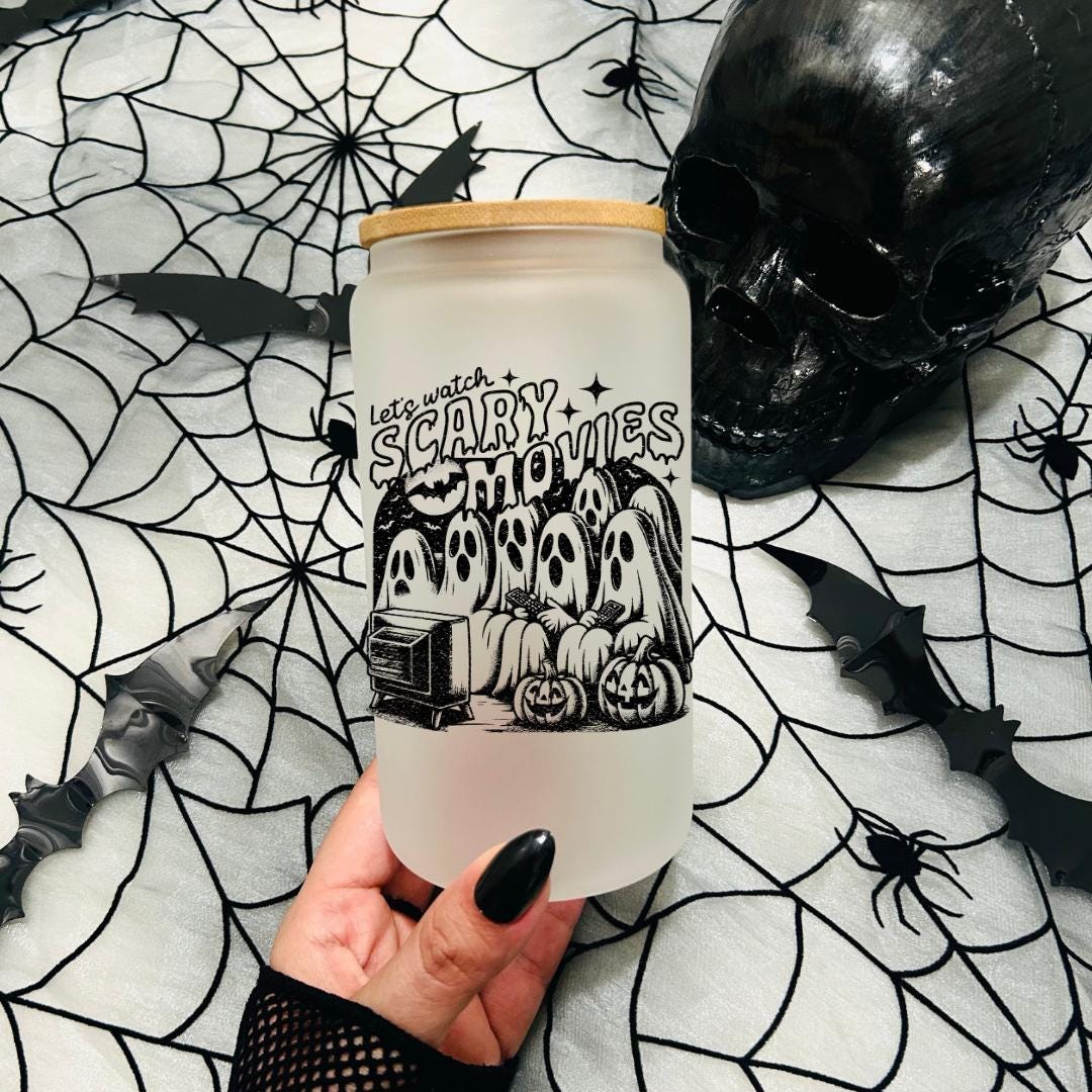 Scary Movies Halloween Iced Coffee Cup, Ghost, Halloween Gifts, Ghost ...