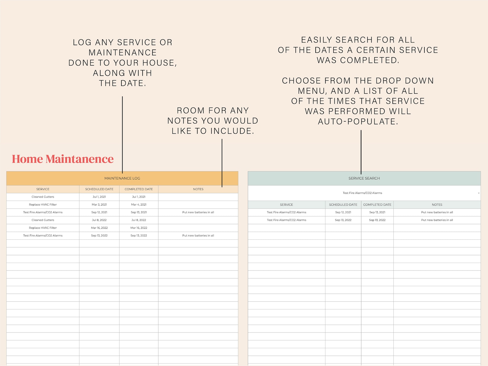 Home Management Planner | Digital House Maintenance Tracker | House ...