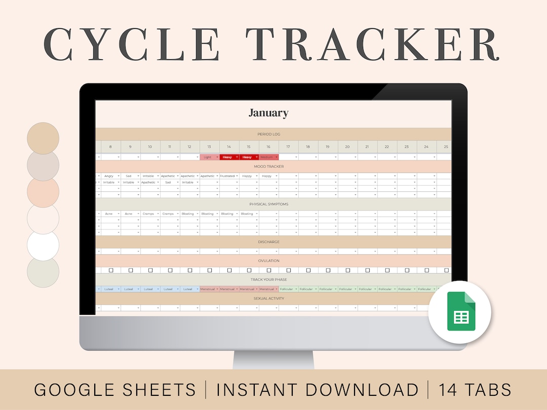 Digital Period Tracker | Menstrual Cycle Tracking | Google Sheets ...