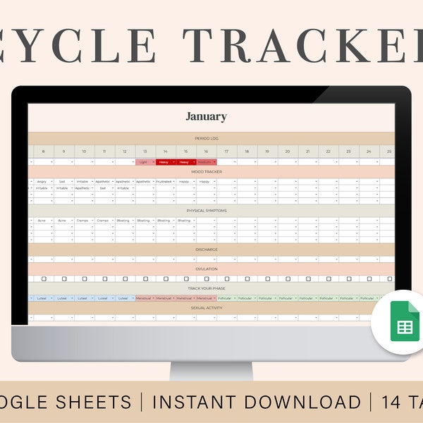 Period Tracker Spreadsheet - Etsy