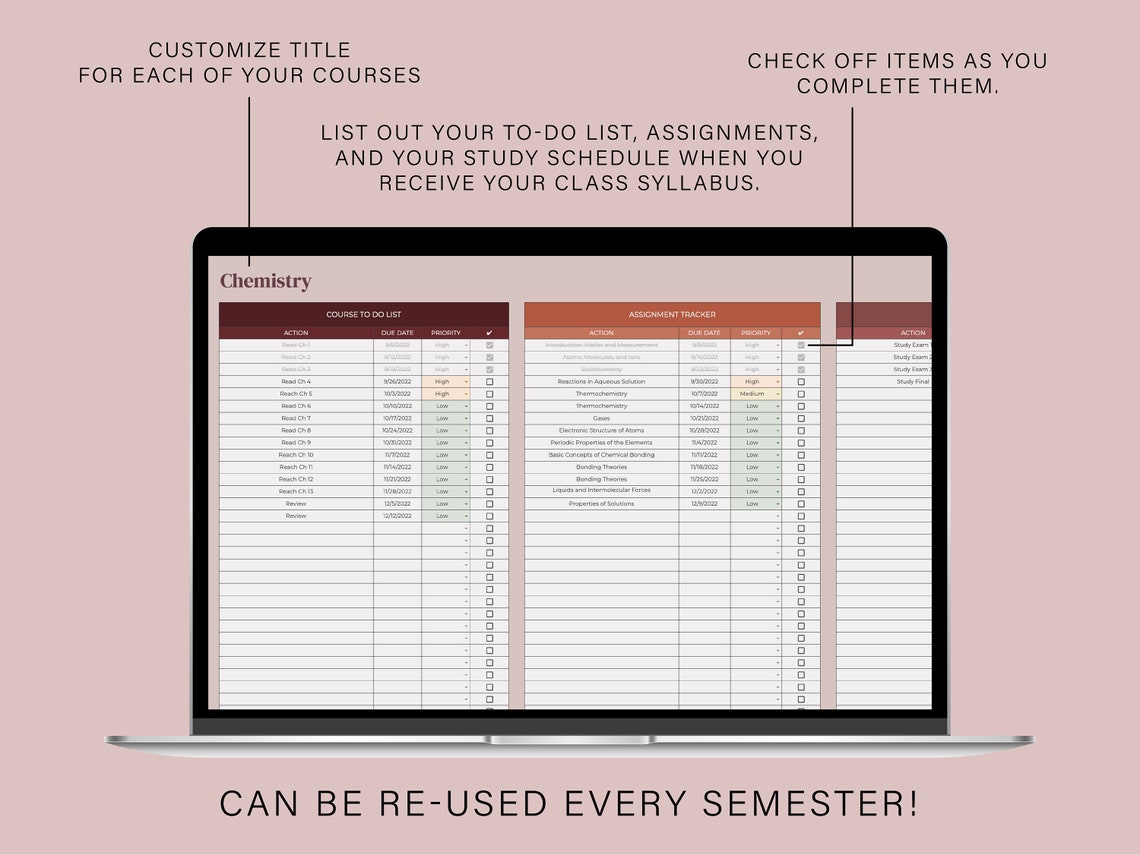 Digital Student Planner College Planner Course Tracker - Etsy
