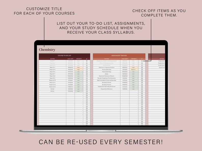 Digital Student Planner College Planner Course Tracker - Etsy