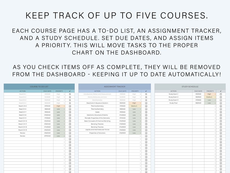 Digital Student Planner College Planner Course Tracker - Etsy