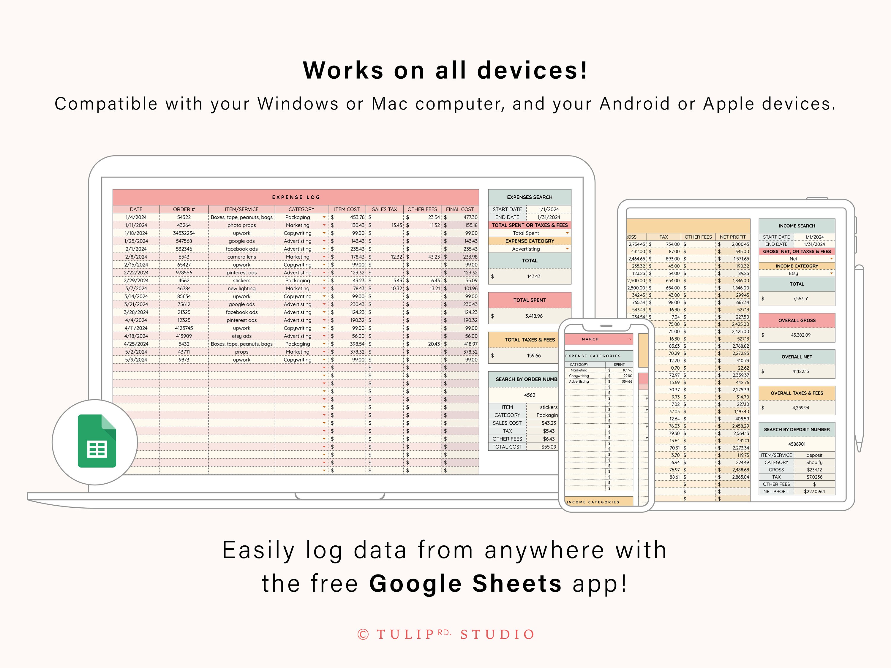 Business Bookkeeping Spreadsheet Template for Google Sheets | Business ...