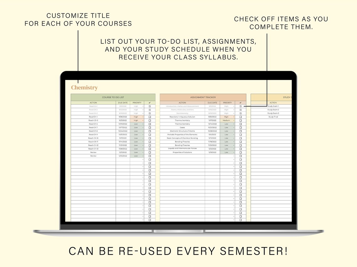 Digital Student Planner College Planner Course Tracker - Etsy