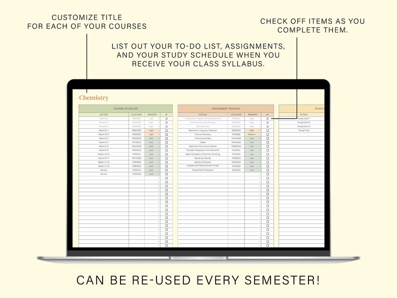 Digital Student Planner College Planner Course Tracker - Etsy