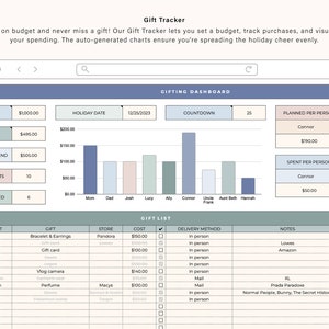 Holiday Planner Christmas Gift Tracker Gift Tracking Spreadsheet Google ...