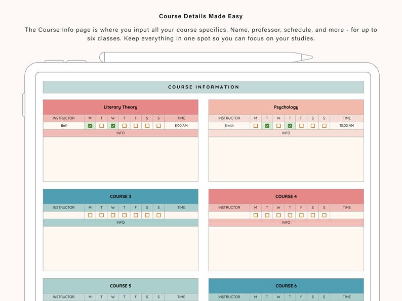 Digital Student Planner College Planner Course Tracker Google Sheets ...