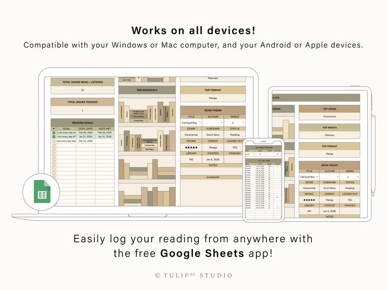 Book Tracker Spreadsheet for Google Sheets | Reading Log | Digital ...