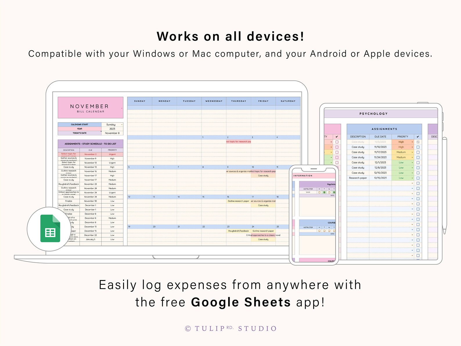 Digital Student Planner College Planner Course Tracker Google Sheets ...
