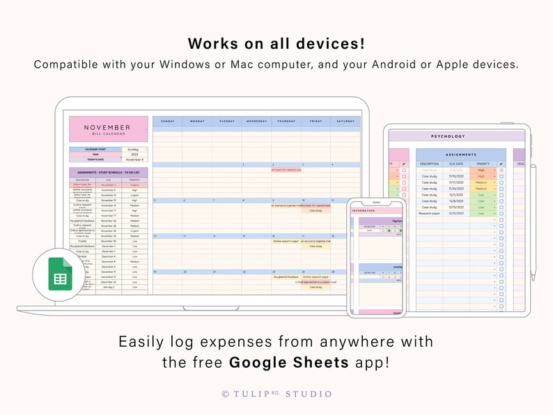 Digital Student Planner College Planner Course Tracker Google Sheets ...