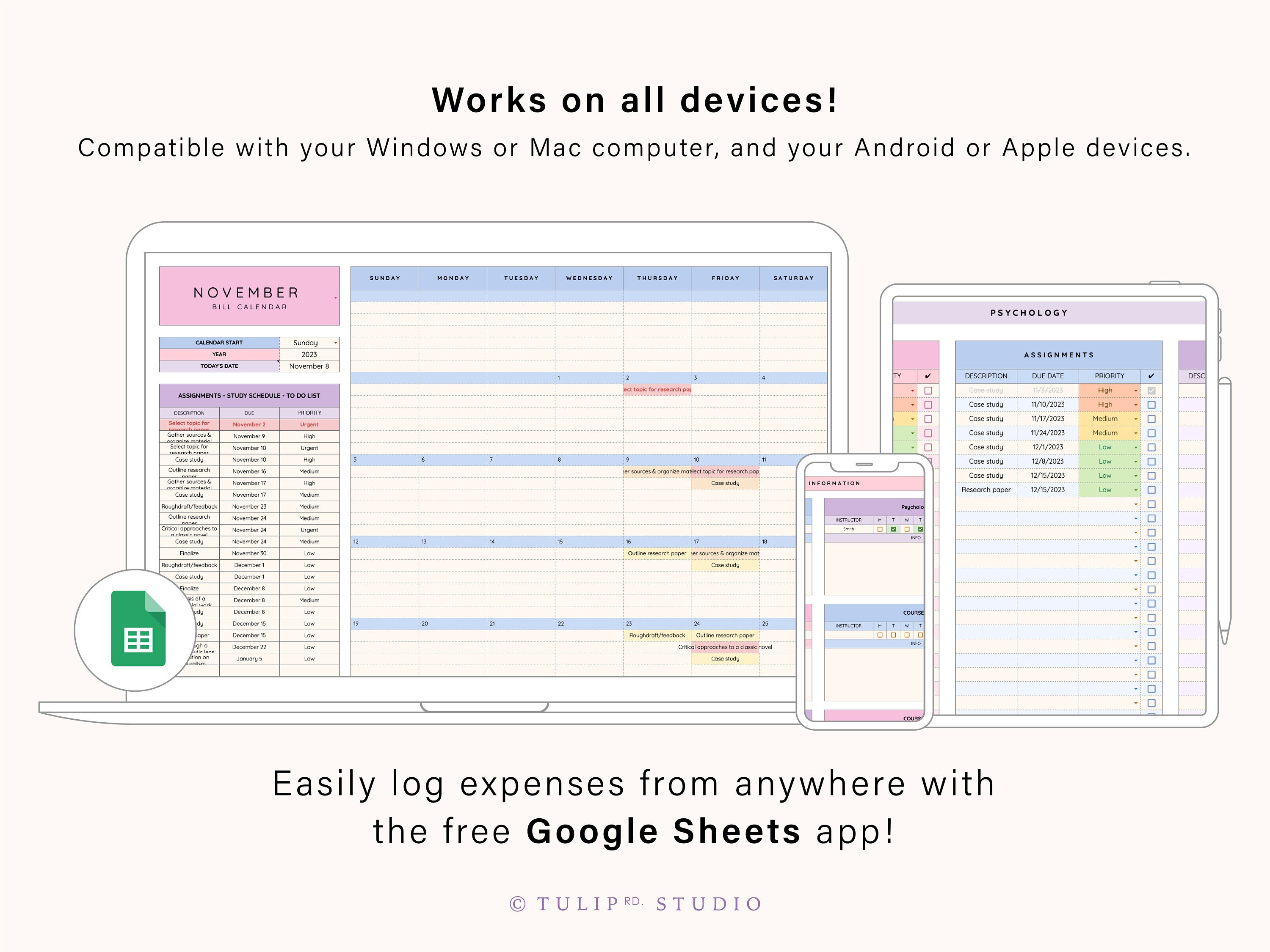 Digital Student Planner College Planner Course Tracker Google Sheets ...