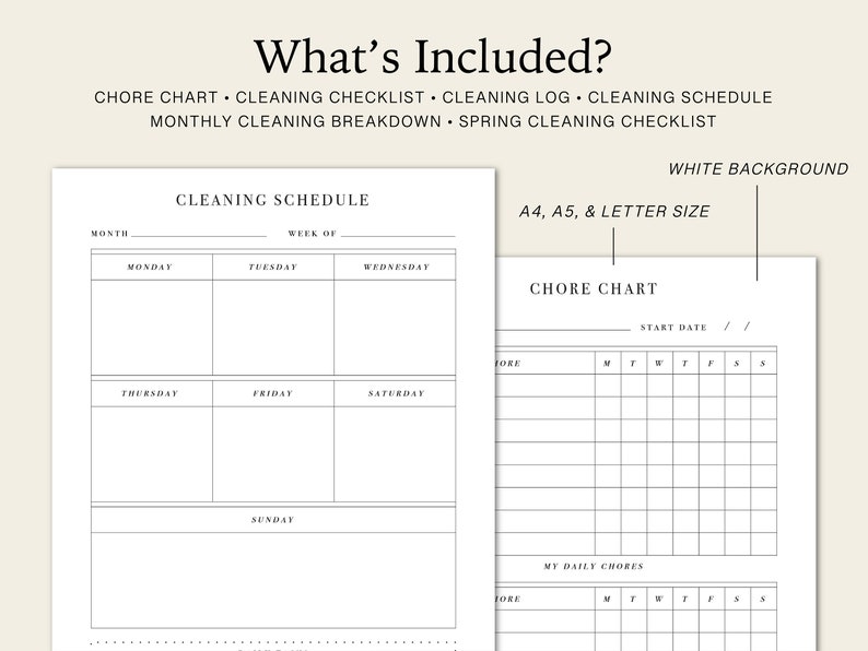 Cleaning Planner Printables Housekeeping Tracker House Cleaning Planner ...