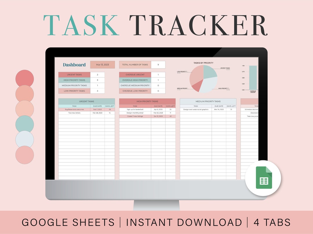 Task Tracking Spreadsheet Task Planner Digital to Do List - Etsy