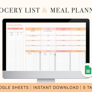 Digital Grocery List & Meal Planner | Google Sheets | Spreadsheet ...