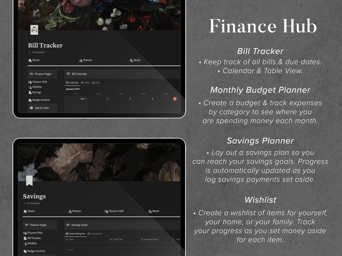 Notion Life Planner Template Dark Mode Notion Template - Etsy