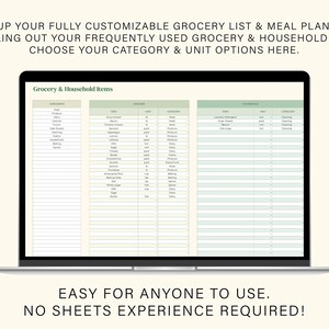 Digital Grocery List & Meal Planner | Google Sheets | Spreadsheet ...