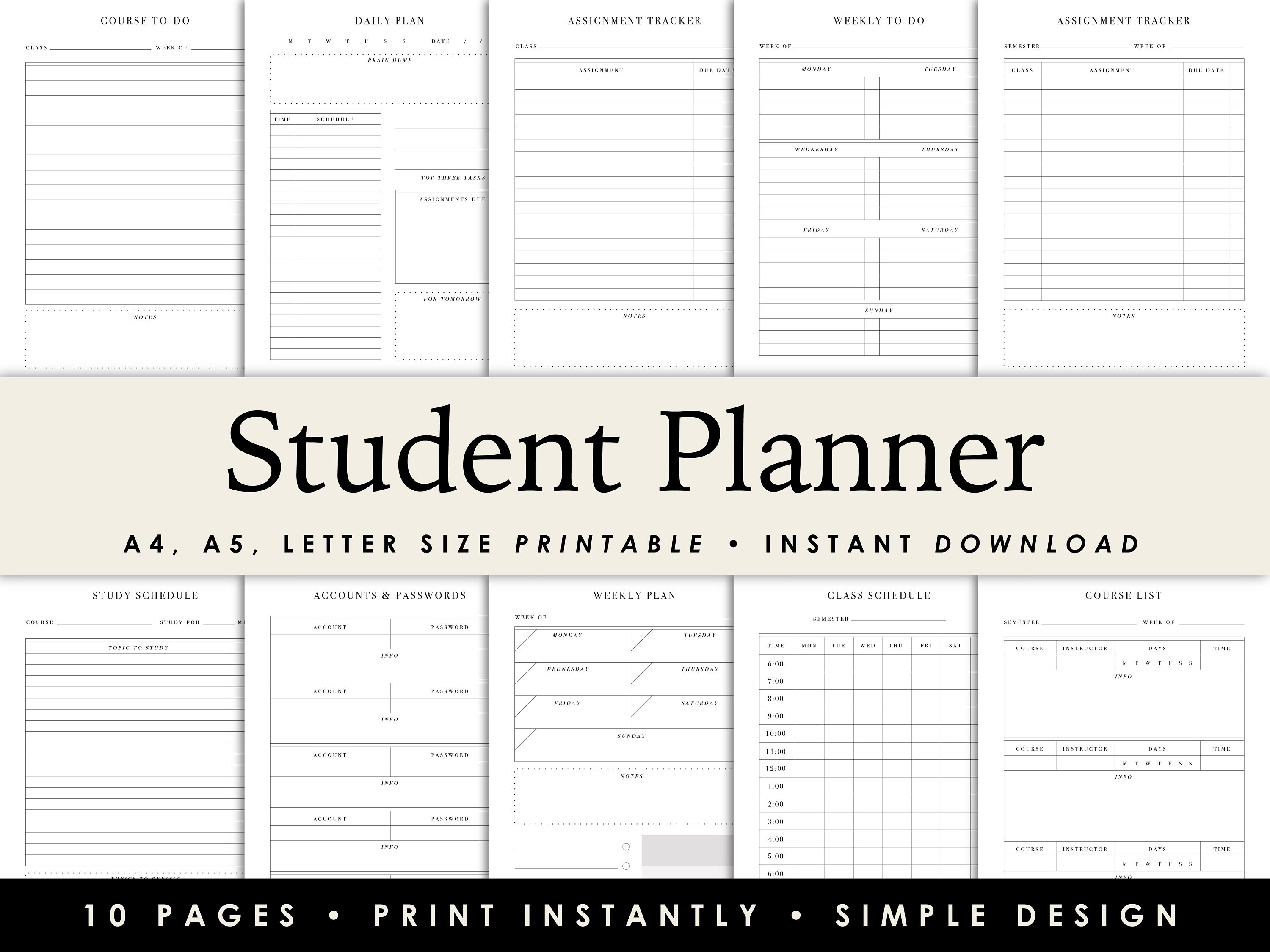Student Planner Printable | Study Planner Printable | Study Bundle ...