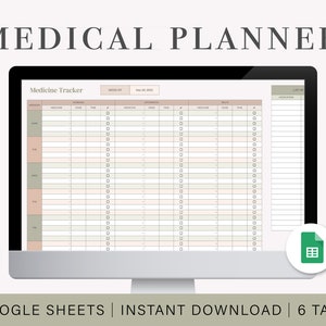 Medical Planner Spreadsheet | Digital Medication Tracker | Appointment ...