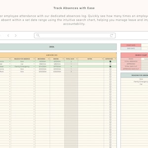 Employee Info and Absence Tracker | Monthly Employee Schedule ...