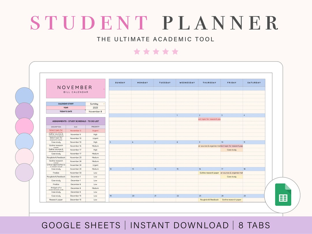 Digital Student Planner | College Planner | Course Tracker | Google ...