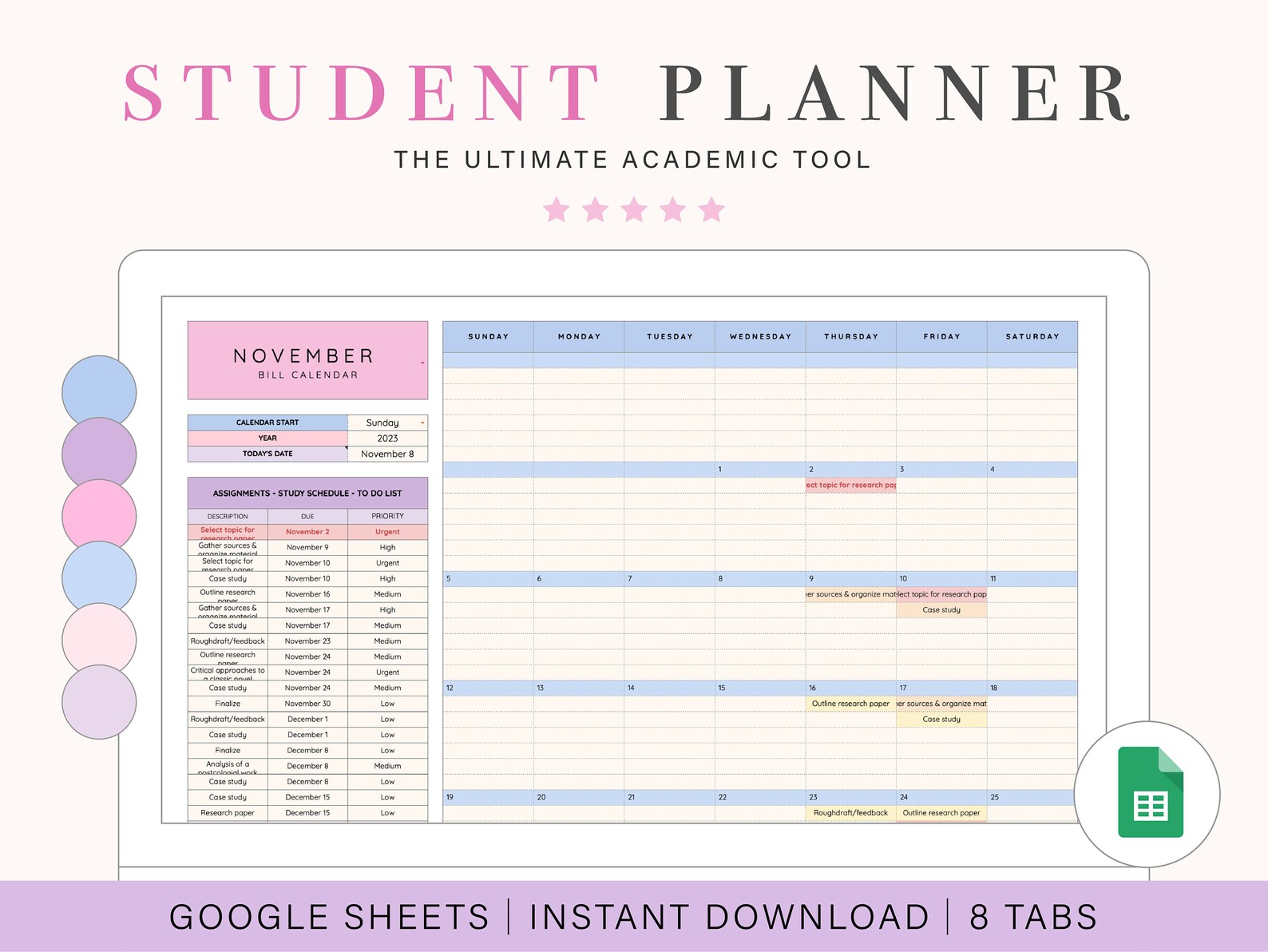 Digital Student Planner | College Planner | Course Tracker | Google ...