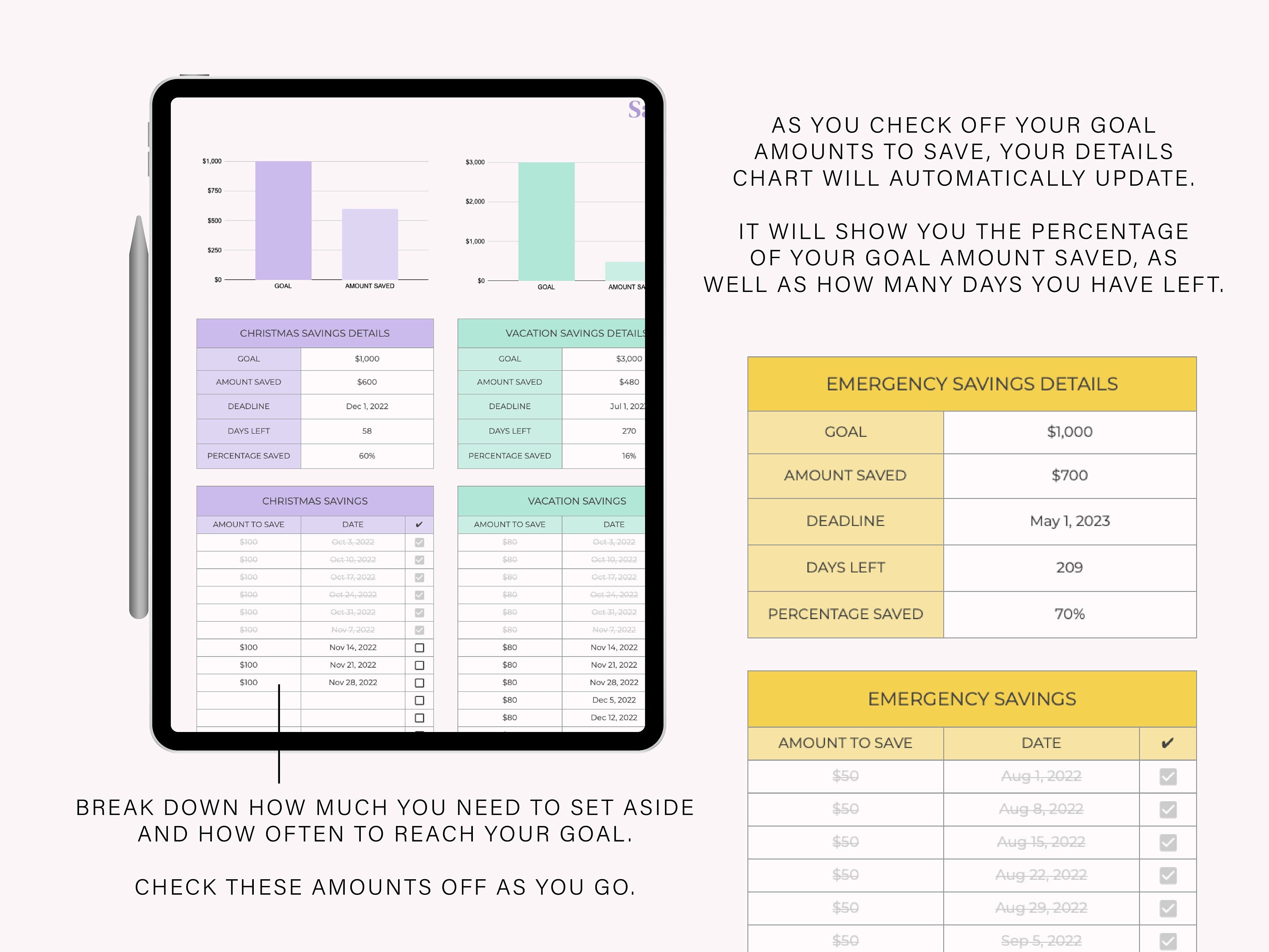 Digital Savings Planner Savings Tracking Spreadsheet - Etsy