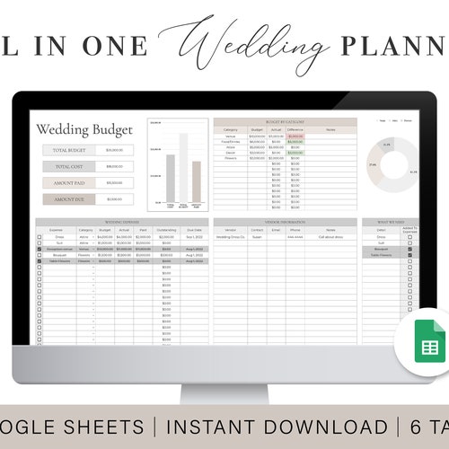 Wedding Planner Google Sheets Digital Wedding Planning - Etsy