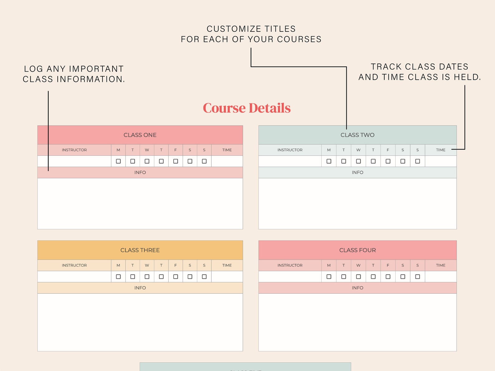 Digital Student Planner College Planner Course Tracker - Etsy