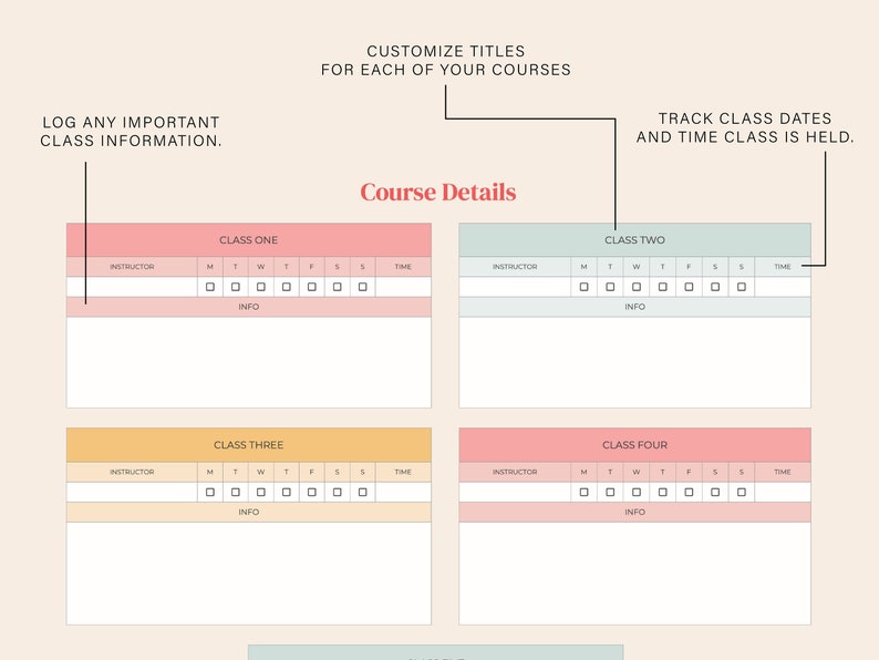 Digital Student Planner College Planner Course Tracker - Etsy