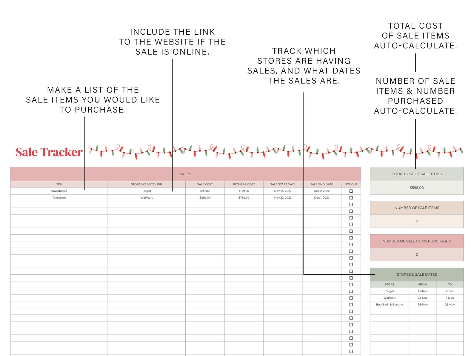 Holiday Planner Christmas Gift Tracker Gift Tracking - Etsy