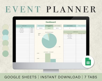 Event Planner Spreadsheet Google Sheets Spreadsheet Template Digital ...
