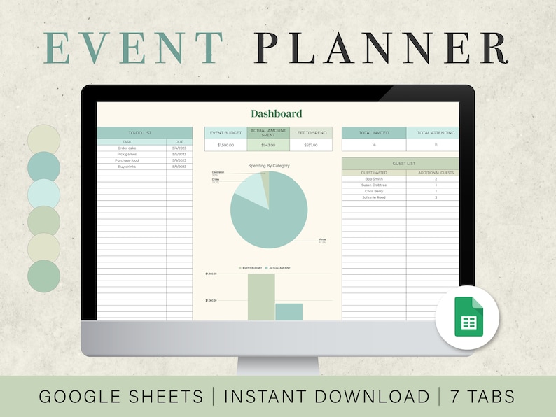 Event Planner Spreadsheet | Google Sheets Spreadsheet Template ...