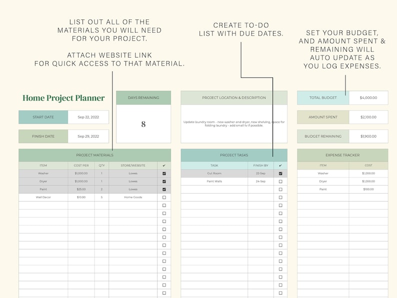 Home Management Planner | Digital House Maintenance Tracker | House ...