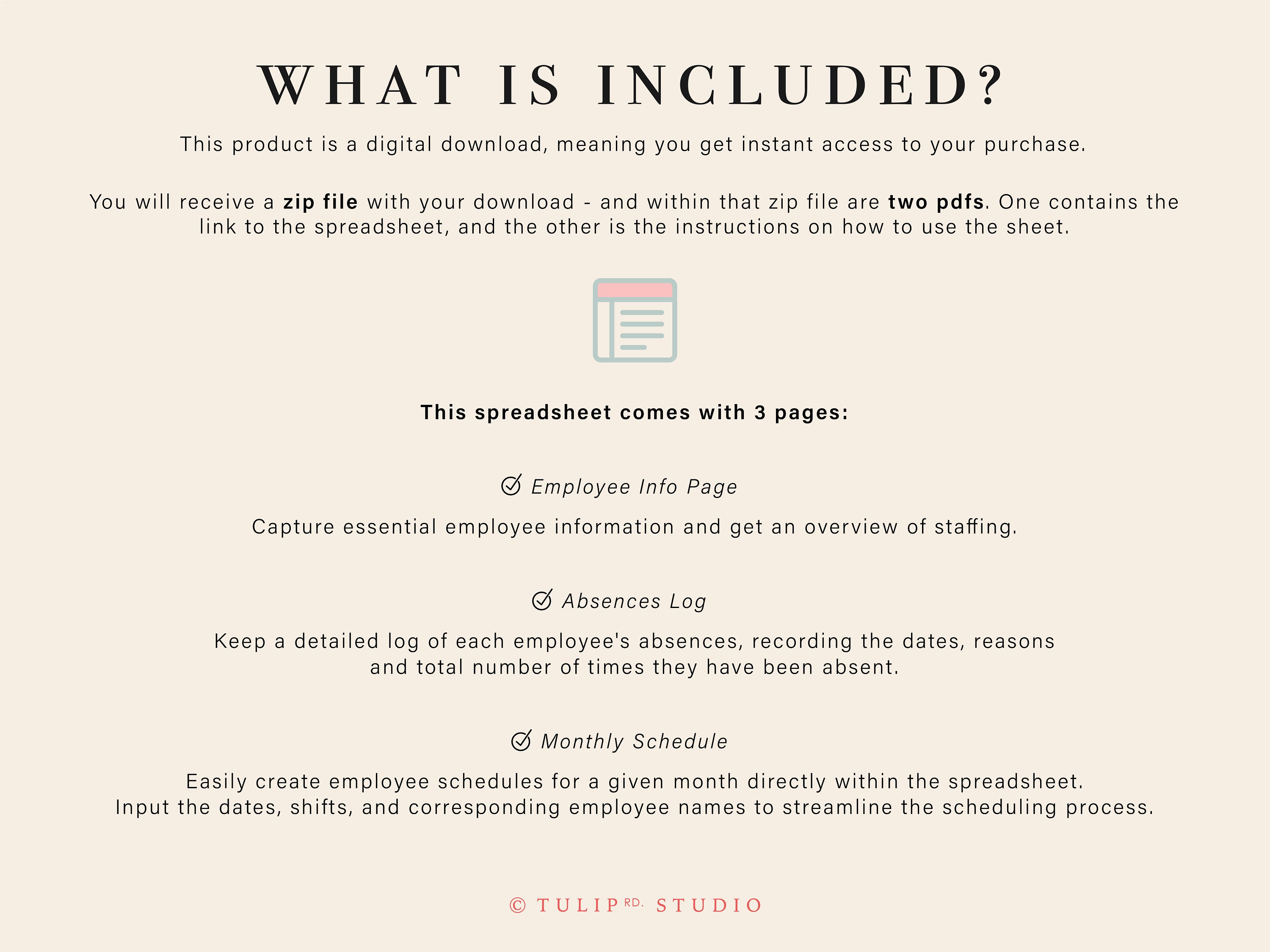 Employee Info and Absence Tracker Monthly Employee Schedule Business ...
