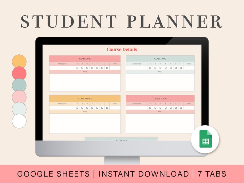 Digital Student Planner College Planner Course Tracker - Etsy
