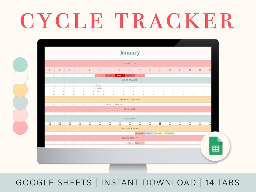 Digital Period Tracker | Menstrual Cycle Tracking | Google Sheets ...