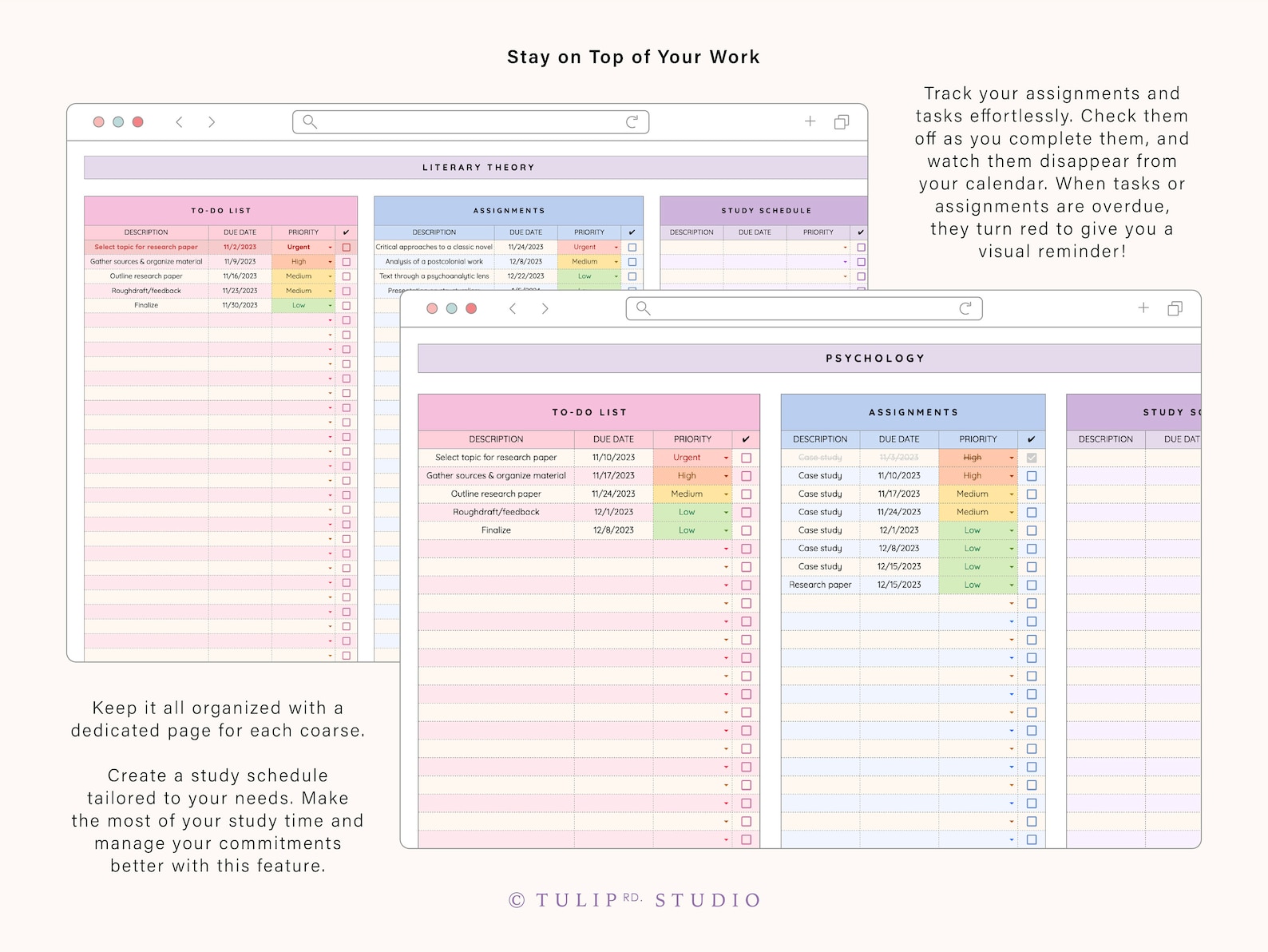 Digital Student Planner College Planner Course Tracker Google Sheets ...