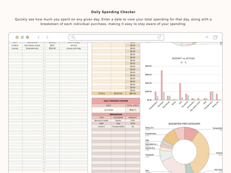 Expense Tracker for Google Sheets | Spreadsheet Budget Template - Etsy