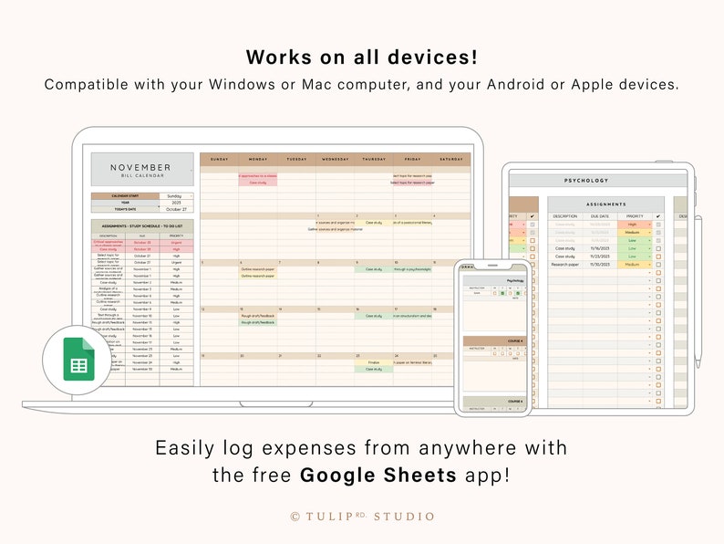 Digital Student Planner College Planner Course Tracker Google Sheets ...