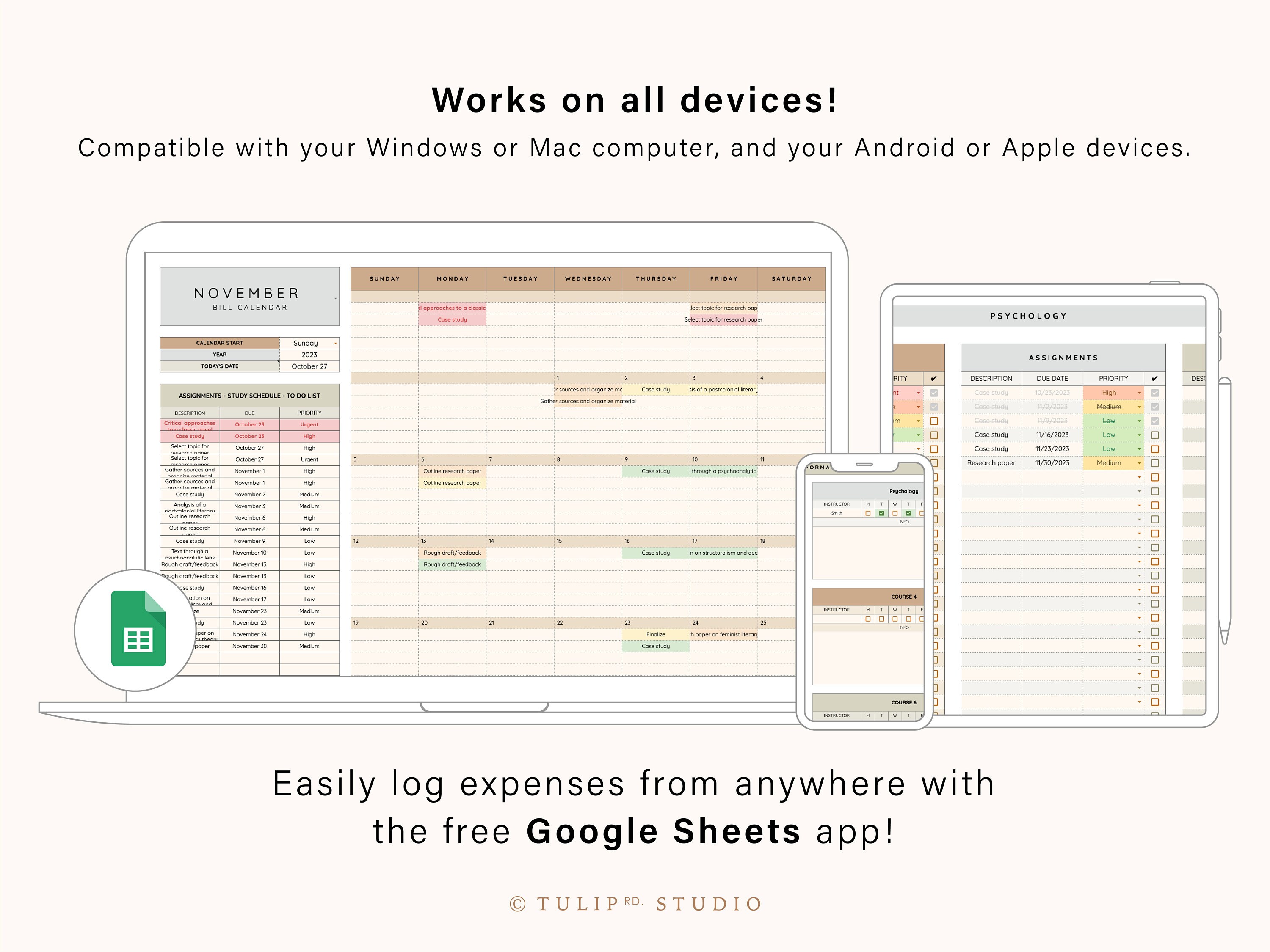 Digital Student Planner College Planner Course Tracker Google Sheets ...