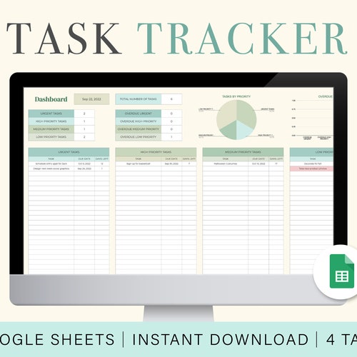 Task Tracking Spreadsheet Task Planner Digital to Do List - Etsy