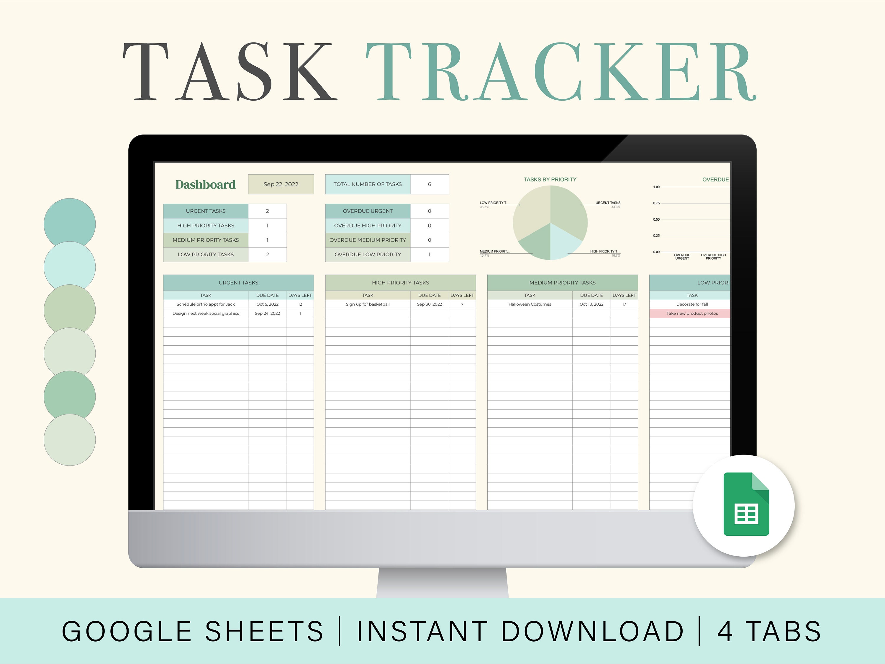 Task Tracking Spreadsheet Task Planner Digital to Do List - Etsy