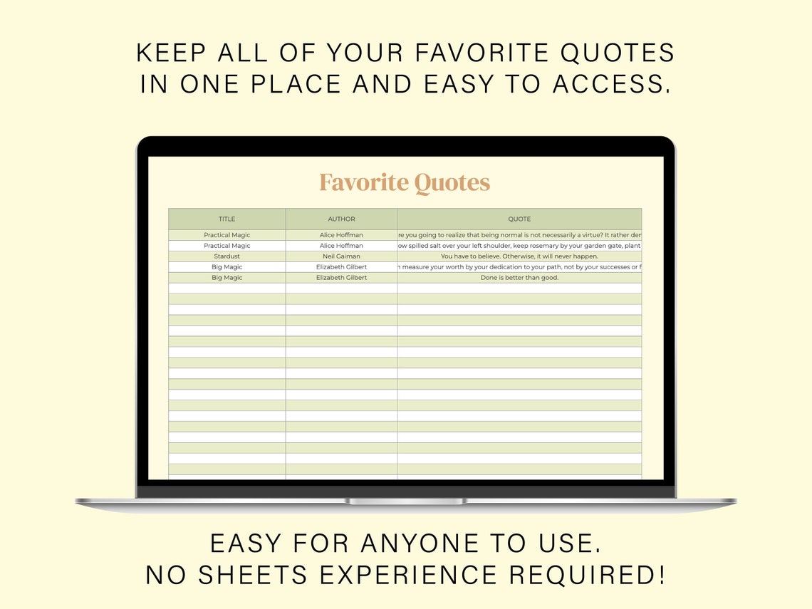 Book Tracker Spreadsheet Reading Log Google Sheets - Etsy