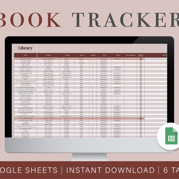 Reading Tracker Google Sheets Template - Etsy