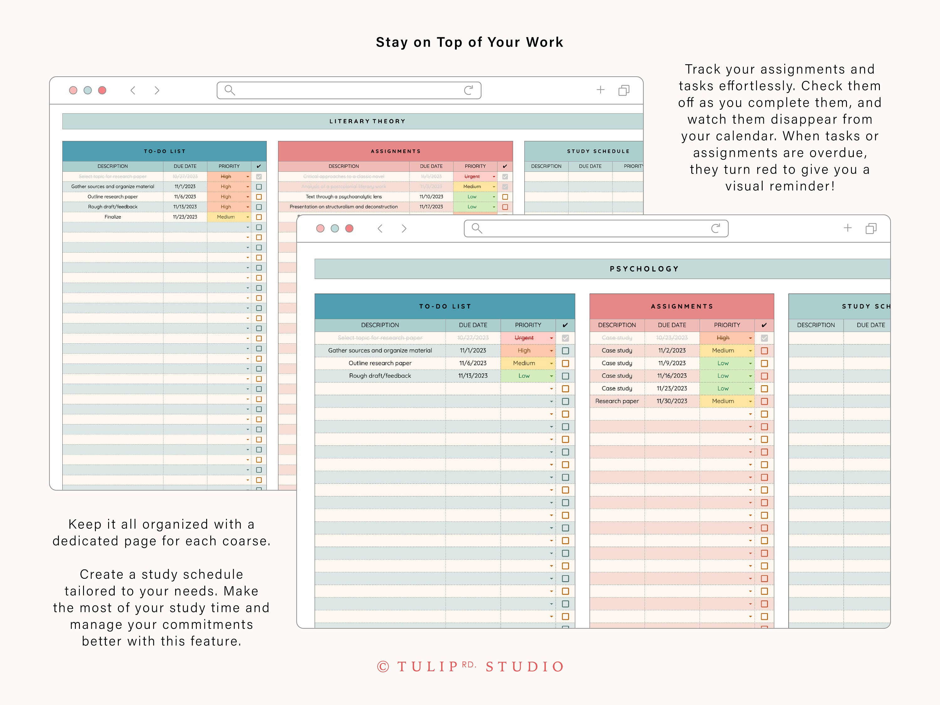 Digital Student Planner College Planner Course Tracker Google Sheets ...