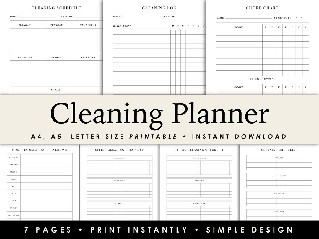 Cleaning Planner Printables | Housekeeping Tracker | House Cleaning ...
